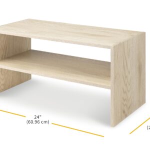 Whitmor Wood Stackable 2-Shelf Shoe Rack, White Oak, 24 inches