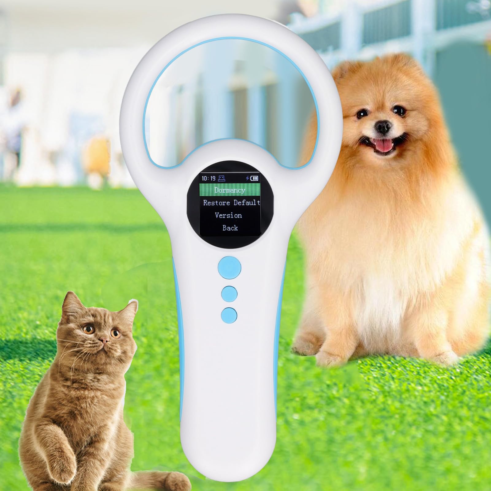 Mavaol Handheld RFID Pet Microchip Scanner, with 134.2kHz 125kHz Dual Frequency, 8 to 20 cm Scanning Range, 800 Data Storage, for Cat, Dog Pet Identification