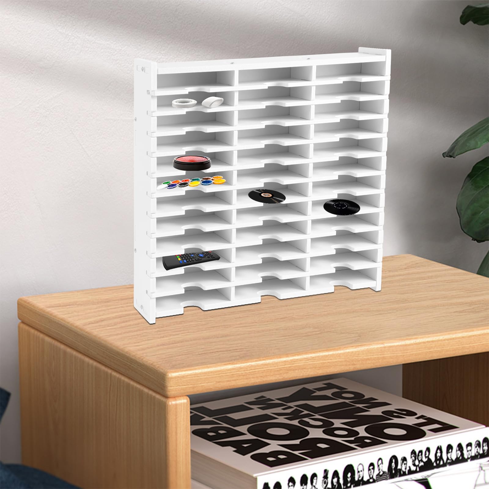 36 Slots Ink Pad Printing Storage Holder DIY Storage Box Large Capacity Items Plastic Racks Handmade Supplies Storage Shelf Printing Pad Storage Shelf for Home Office Crafts School Supplies, White