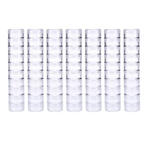 baofali 70 pcs stackable plastic containers, clear storage box round organizer jars for beads, buttons, diy art craftjewelry nail accessory (919x3.5cm/ 7.5x.5inch)