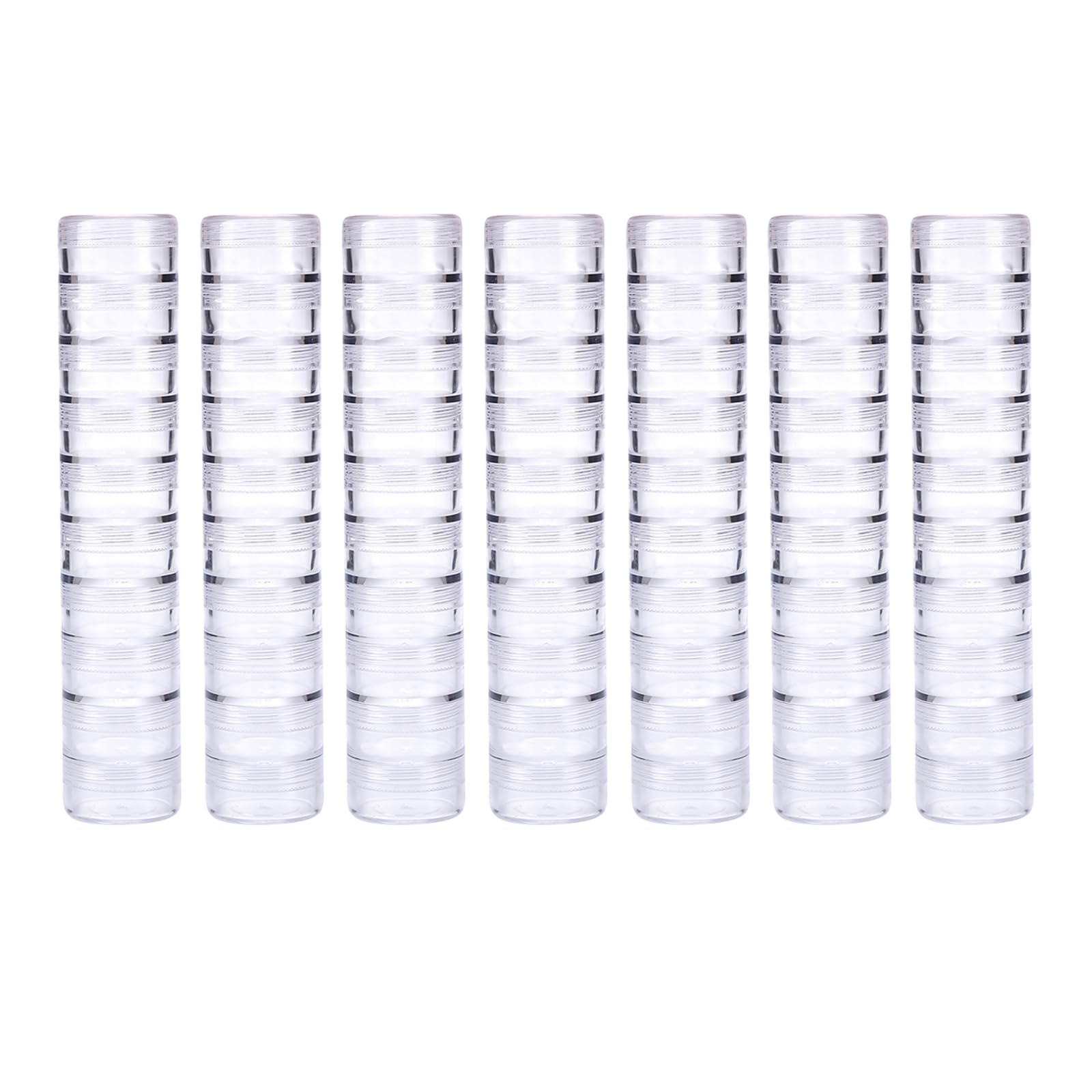 BAOFALI 70 PCS Stackable Plastic Containers, Clear Storage Box Round Organizer Jars for Beads, Buttons, DIY Art CraftJewelry Nail Accessory (919x3.5cm/ 7.5X.5inch)