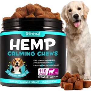 hemp calming chews for dogs 110 count (8.54 oz), beef flavored dog calming chews, helps with dog anxiety, separation, barking, stress relief, sleep calming aid, for all breeds & sizes