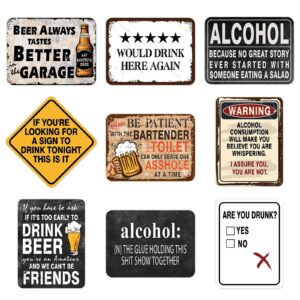 wernnsal beer party decorations - 9pcs beer party zone signs posters theme birthday party supplies beer bar wall art decor for home garden yard decorations