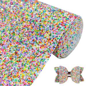 greatdiy sparkly mixed color chunky glitter faux leather roll 12 x 52 inch shiny synthetic leatherette winter fabric for making diy bows crafts (20061#12)