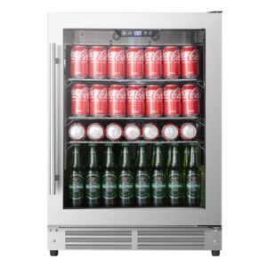 ct copper tailor outdoor beverage cooler,132 cans freestanding or built in fridge with glass door, adjustable shelves & digital temperature display for soda, wine or beer(5.3 cu.ft)