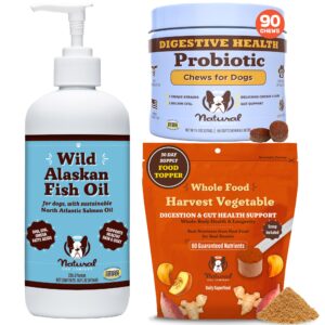 natural dog company digestive health bundle with probiotics, omega-3 fish oil & fiber-rich superfood granules for gut health, immune support, and healthy coat - all-natural ingredients for dogs