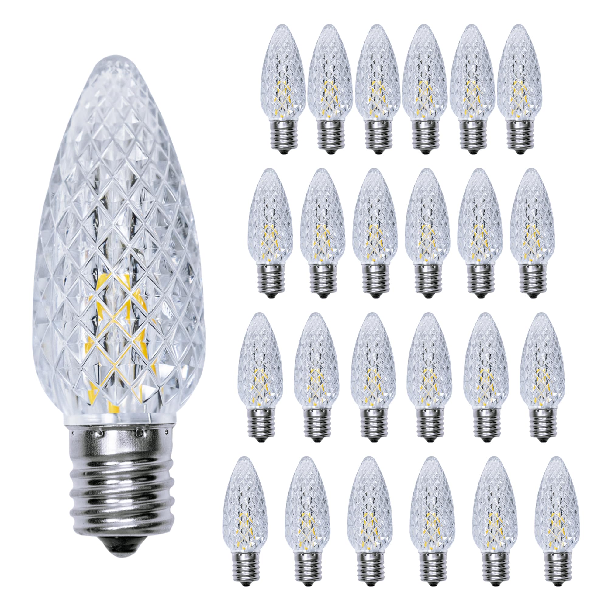 EMYMLIGHT 25 Pack C9 Led Replacement Christmas Light Bulb, Warm White C9 Shatterproof Led Bulbs for Indoor Outdoor Decorative String Light, E17 Base