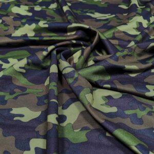 VIZALO Moisture Wicking Single Jersey Knitted Fabric, Polyester and Spandex, 60" Wide, Cut by The Yard for Clothing, Crafts, Home Decor, Upholstery, Shirts, Pants, Pet Clothing (Green Camo, 2 Yard)