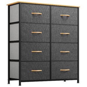 yitahome dresser with 8 drawers - fabric storage tower, organizer unit for bedroom, living room, hallway, closets & nursery - sturdy steel frame, wooden top & easy pull fabric bins