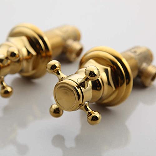 Bathroom Kitchen Basin Mixer Tap Sink Faucet 2 Handles 3Pcs Gold Bathroom Basin Faucet Bathtub Tap-Golden Plated