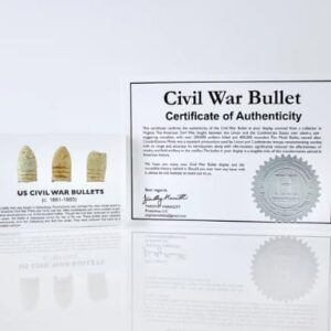 Civil War Minié Ball Bullets Display - Authentic Lead Bullets Preserved in Lucite, Handmade in USA, 4x3x1 inches, for Display or Education Purposes