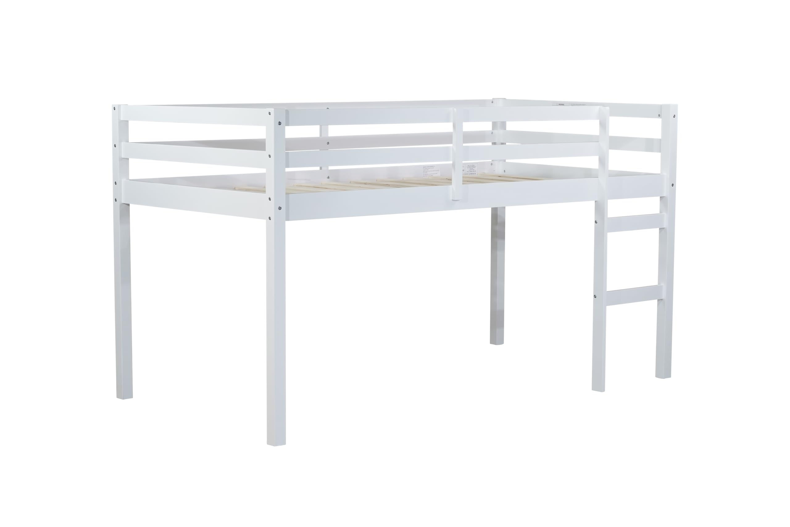 Bellemave Twin Size loft Bed for Kids, Kids loft Bed with Ladder, Wooden loft Bed for Kids, Low loft Bed, White