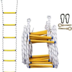 Fire Escape Ladder for Window Balcony, Emergency Safety Rope Ladder for 3-17 Story Homes, with 2 Hooks