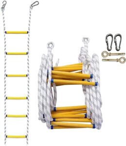 rope ladder emergency fire escape ladder for kids and adults 2-10 story homes multi-purpose flame resistant simple use with carabiners