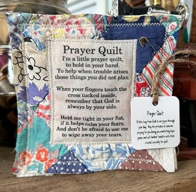 Colorful Handmade Prayer Quilt with Cross and Symbolic Poems - Perfect for You, Your Friends and Family.