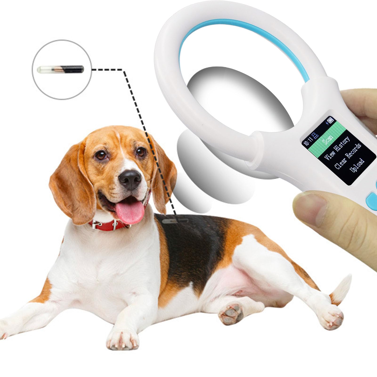 Microchip Scanner, Pet Chip Scanner Animal Tag Reader Pet Microchip Scanner Handheld Portable Pet Microchip ID Scanner 134.2khz/125khz USB Charging