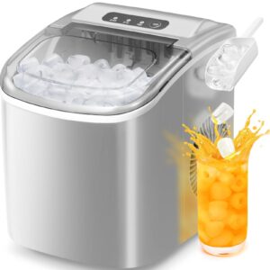 antarctic star countertop ice maker，portable ice makers with self-cleaning, bullet ice machine, 26lbs/24h, 9 ice cubes ready in 6 mins for kitchen bar party rv, grey