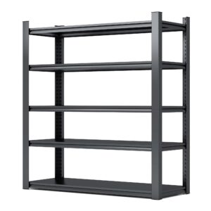 lopoo 78" h 5-tier metal shelves for storage garage shelving, heavy duty storage shelves with 2000 lbs capacity, adjustable garage shelf industrial shelving unit, metal storage utility rack, black