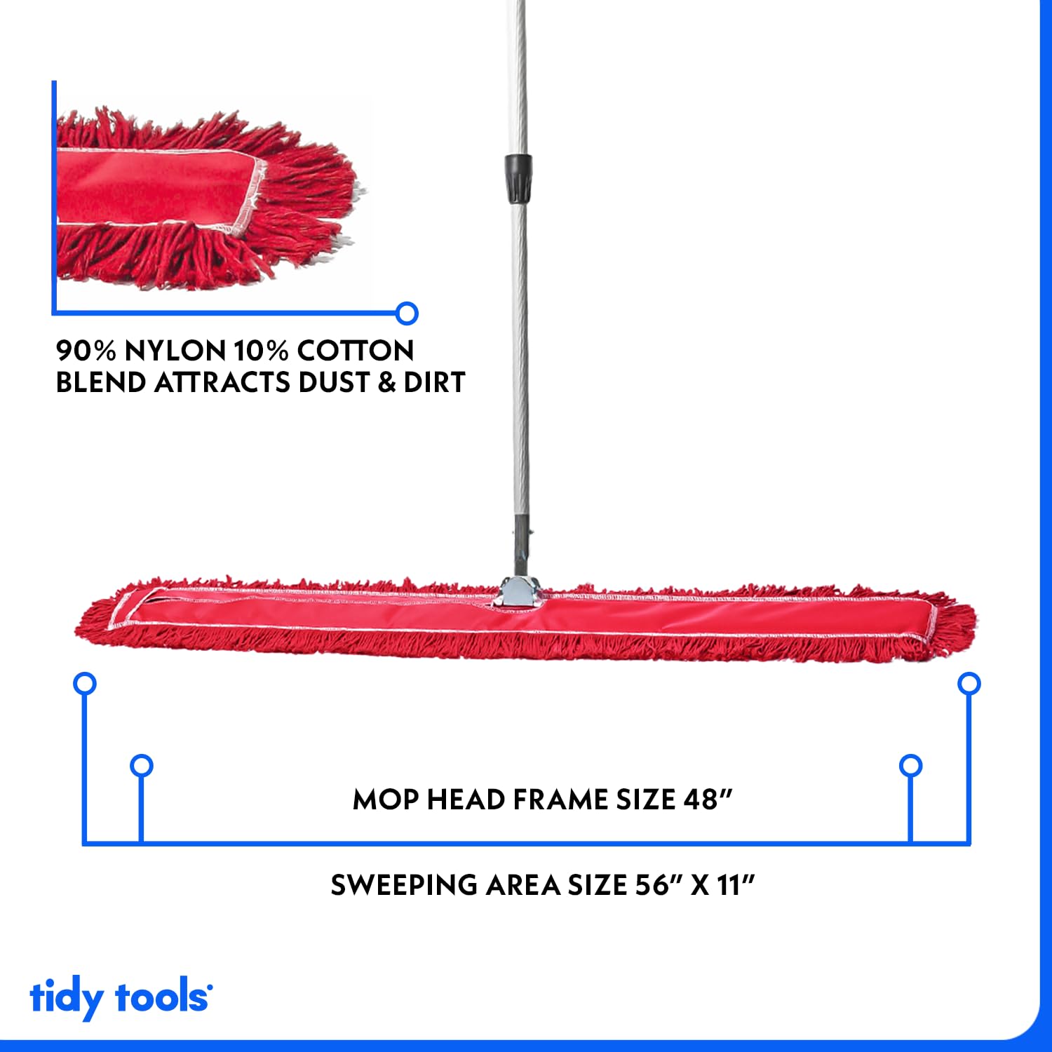 48 Inch Red Dust Mop with Metal Handle and 48 Inch Dust Mop Refill Bundle - 1 Mop Sets and 4 Refills