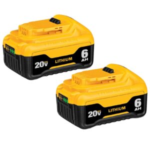 xmenany dcb206 6.0ah replacement for dewalt 20v max battery lithium ion dcb201 dcb203 dcb200 dcb181 dcb180 dcd/dcf/dcg/dcs series,2pack