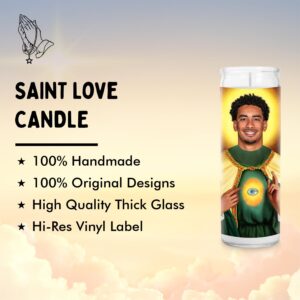 Love Celebrity Prayer Candle - Funny Saint Pack Candle - Votive Glass Jar White GB Candle - Devotional Candles for Bay Lovers - Handmade Soy Wax Candles - Unique Novelty Gift for Green Football Lovers