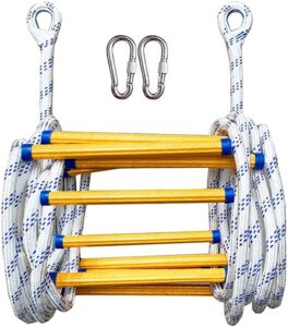 emergency fire escape ladder flame resistant safety extension rope ladder with 2 hooks, 2-10 story homes reusable compact & portable external ladder