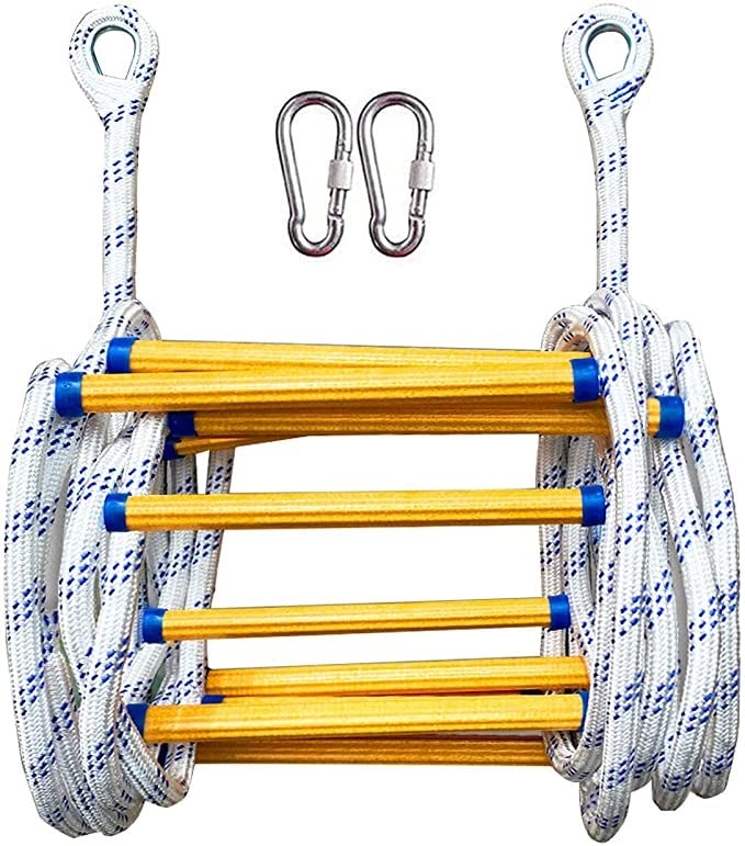 Emergency Fire Escape Ladder, Fire Escape Ladder for 2-10 Story Safety Balcony Rope Ladder with Hooks Home Window Balcony Railing Tree House