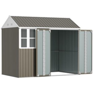 48 ft² garden shed with galvanized steel frame, double doors, and window, spacious storage solution for tools, outdoor equipment, weather-resistant & lockable