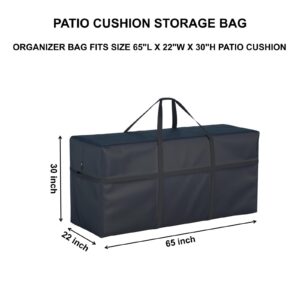 H-kenan Heavy Duty 600D Waterproof Extra Large Outdoor Patio Cushion Furniture Storage Bag with Handles, Zipper for Patio Furniture and Other Storage Items L 65“ x W 22” x H 30”