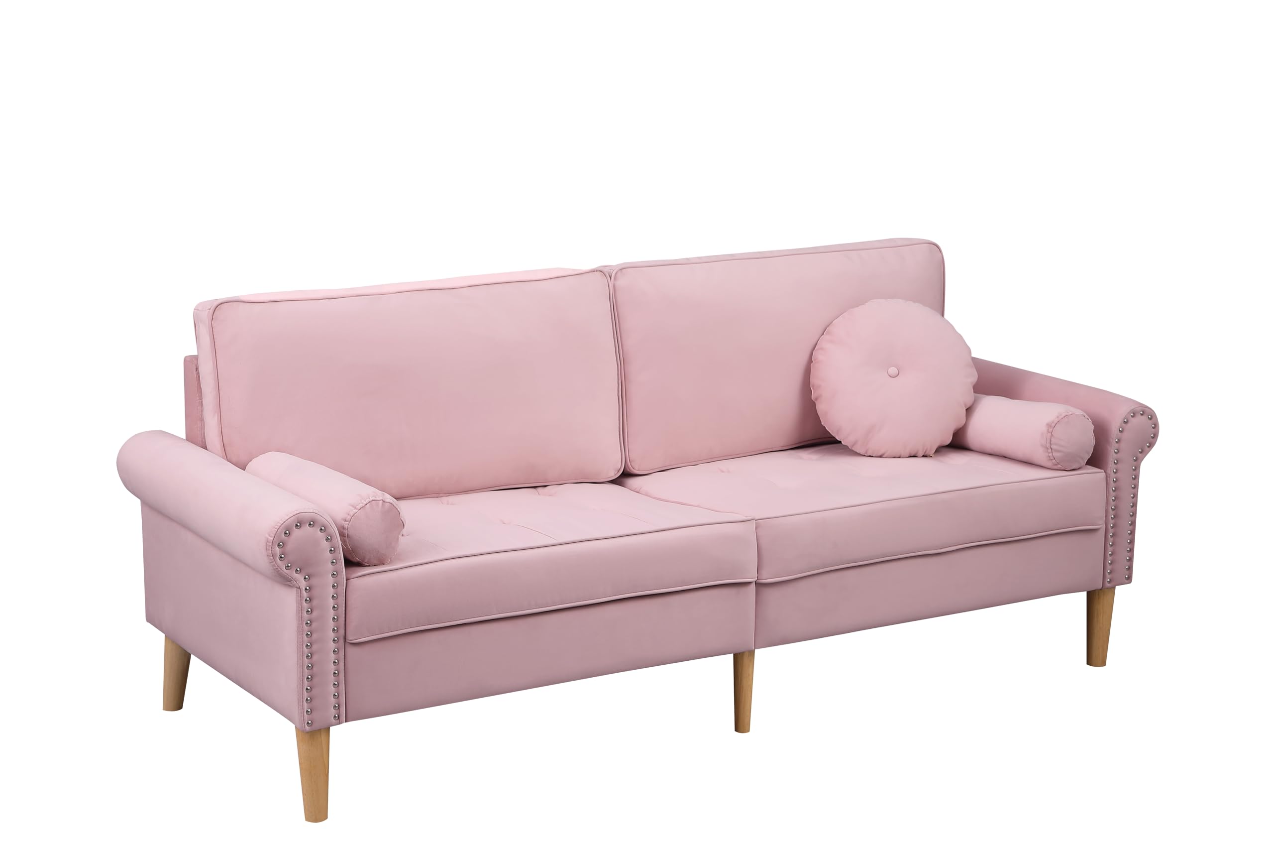 CDBBIB 77.56" Futon Sofa Couch,Mid-Century Loveseat,Corduroy Couch,Chaise Lounge Indoor,Couch and Loveseat Sets,Small Space Furniture Suitable for Living Rooms, Bedrooms, Apartments.(Pink)