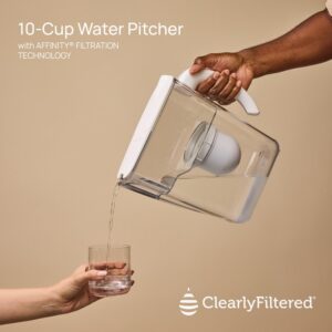 Clearly Filtered No.1 Filtered Water Pitcher/Updated Model/Targets 365+ Contaminants e.g. Fluoride Chlorine PFAS Microplastics Lead Arsenic BPA/BPS Free (Pitcher Includes 1 Filter)