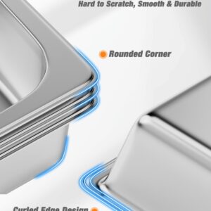 SVKLHY 304 Stainless Steel 1/2 Size Hotel Pans: 6 Pack 2.5 Inch Deep [Anti-Jam][Super Thicken] Steam Table Pan Commercial Hotel Pan for Restaurant Catering Party