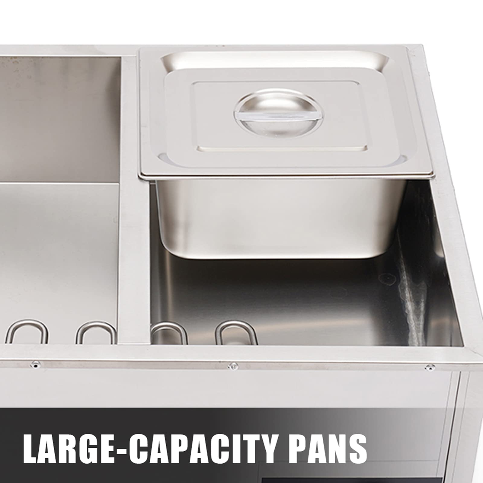 4-Pan Commercial Food Warmer, Professional Stainless Steel Bain Marie Buffet Countertop Electric Steam Table with Temperature Control & Lid, 5.9in Deep for Parties Restaurants (850w 110V)