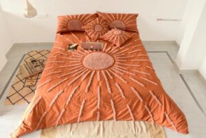 100% cotton ultra luxury tufted duvet cover set, elegant tufted duvet cover set with stylish textured design (rust, queen 90" x 90")