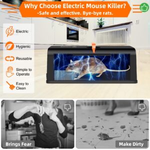 Electric Mouse Trap Indoor, Electric Rat Killer Mouse Zapper, Upgraded Rodent Trap with Powerful Voltage, Humane Mouse Killer for Rats and Mice in Living Room, Kitchen, Attic, Garage, Basement