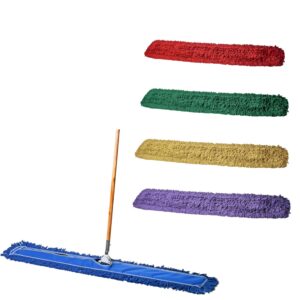 48 inch blue dust mop with wood handle and 48 inch dust mop refill bundle - 1 mop sets and 4 refills