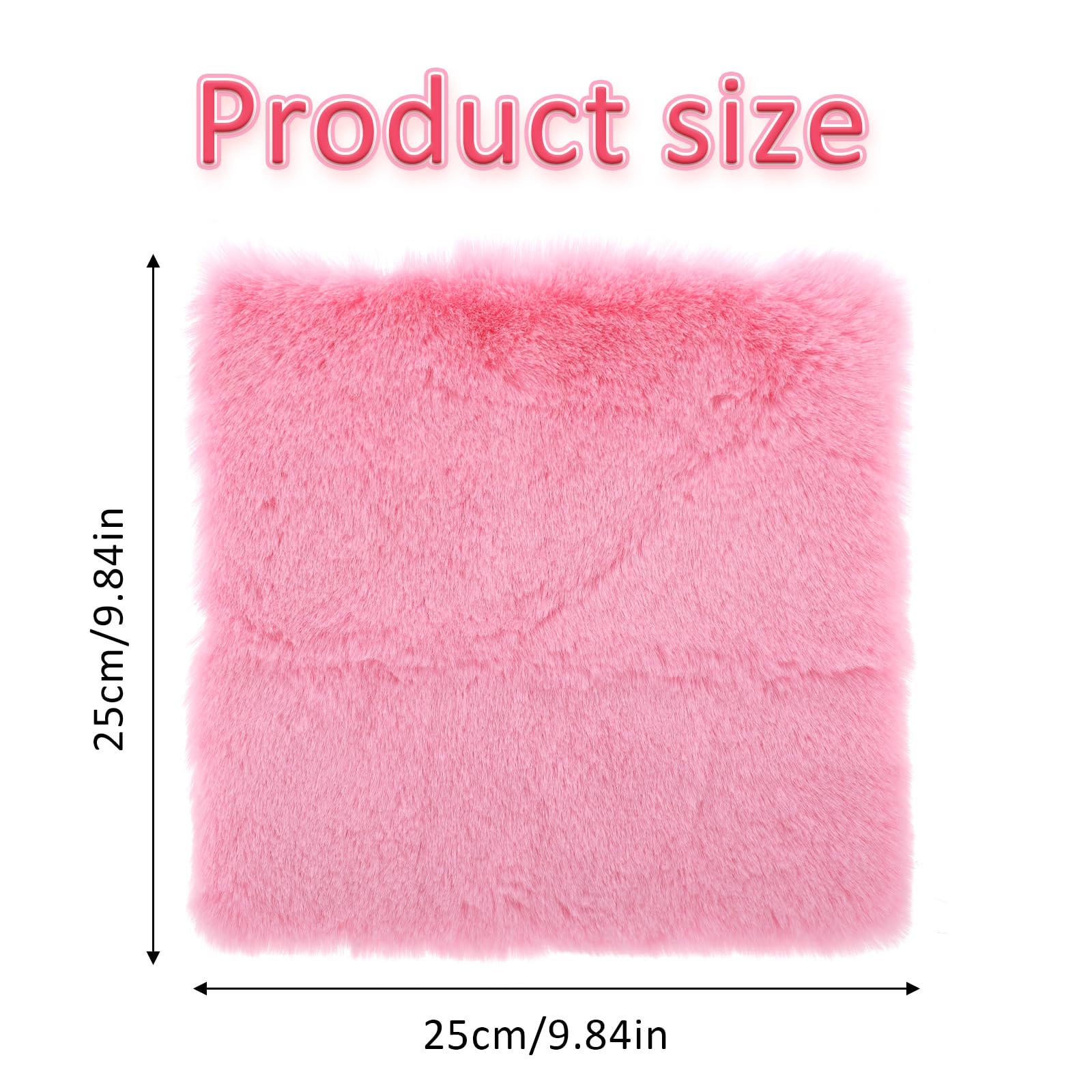 10 Inches Faux Fur Plush Cushion Fluffy Small Area Rug, Mini Square Faux Fur Rug, Small Rugs Fluffy Faux Fur, Pink Small Luxury Background for Jewelry, Nail Art, Photos, Product Display(Pink)