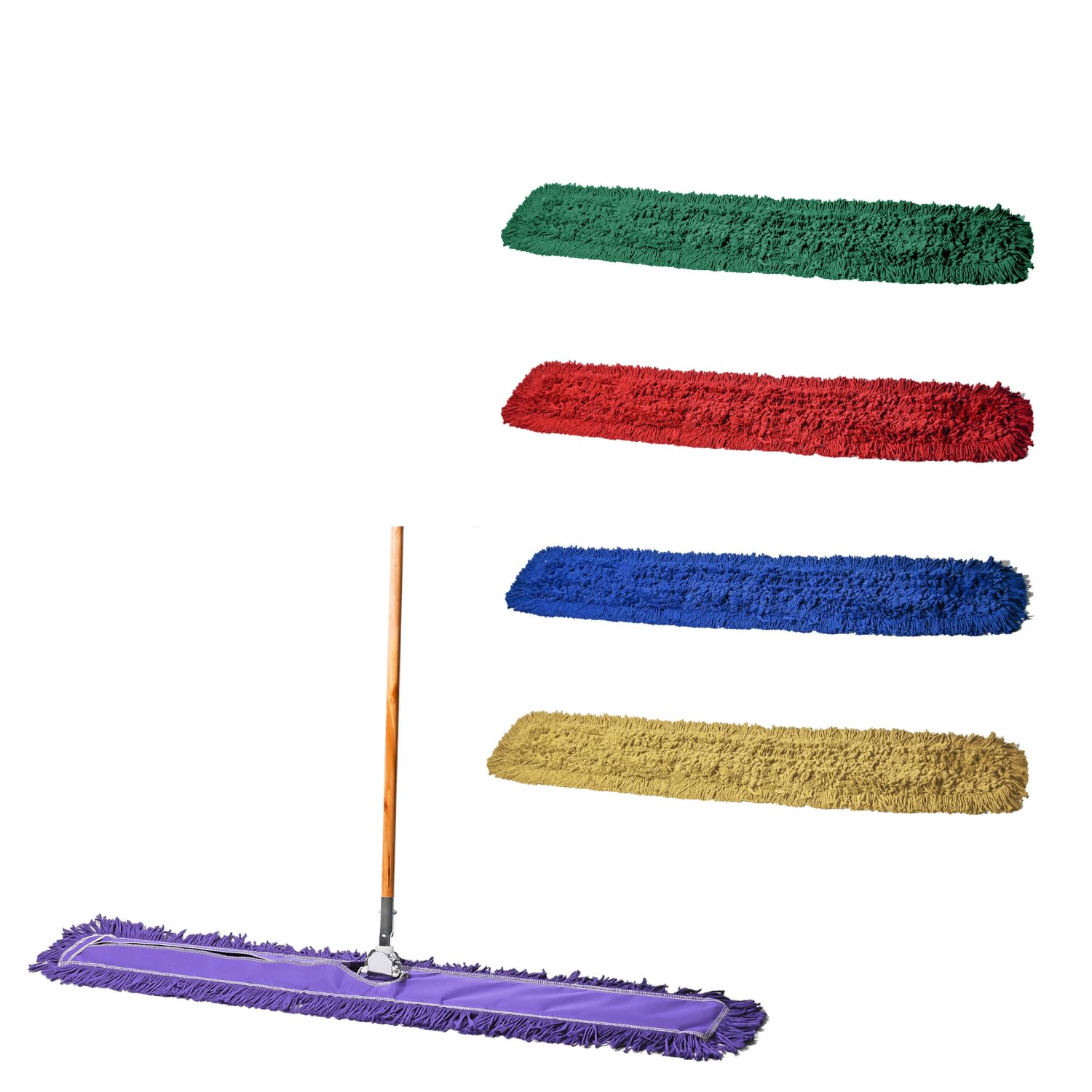 48 Inch Purple Dust Mop with Wood Handle and 48 Inch Dust Mop Refill Bundle - 1 Mop Sets and 4 Refills