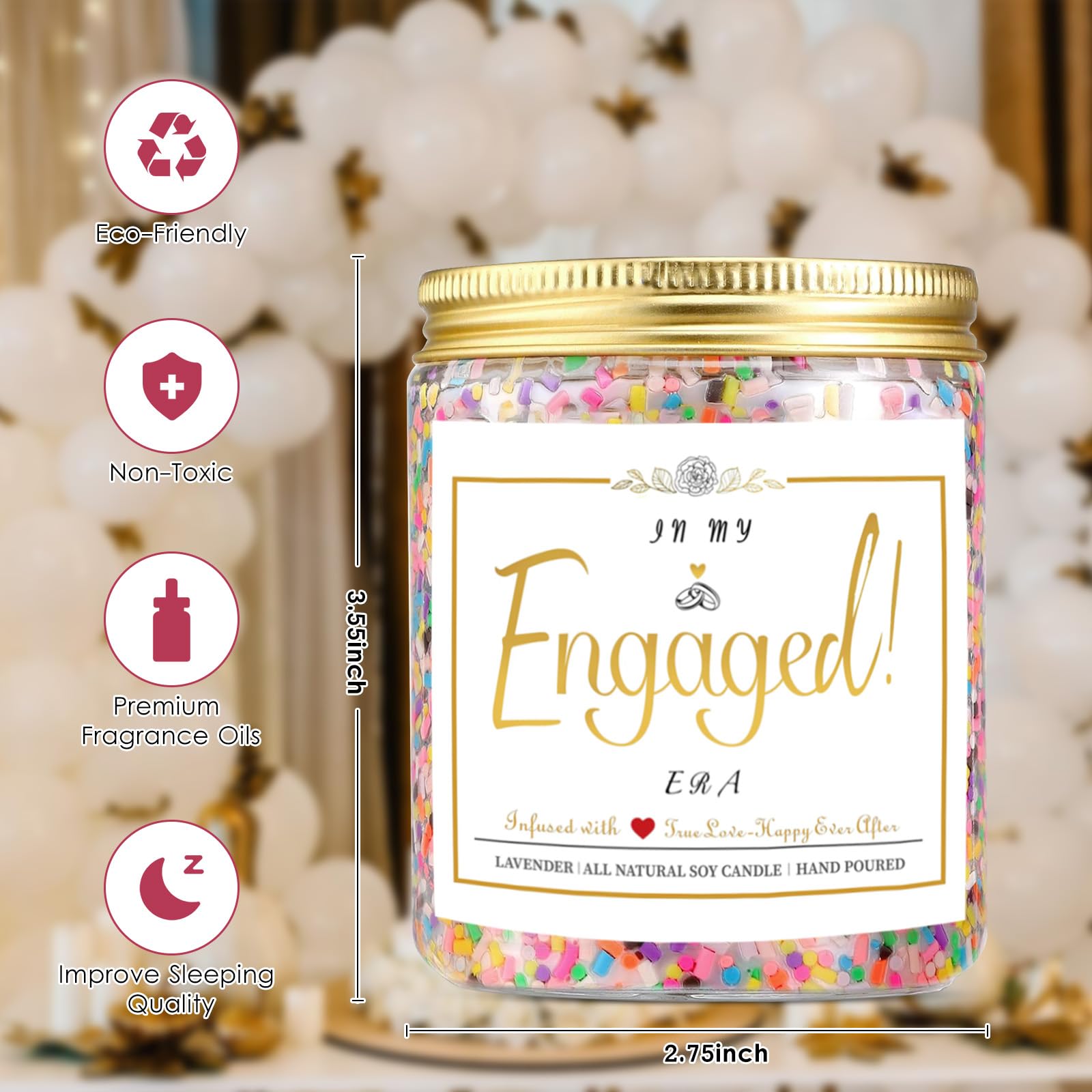 Engagement Gifts for Couples, in My Engaged ERA! Scented Candle, Engagement Party Decorations, Engagement and Bridal Shower Gifts for Her, 7oz Natural Soy Lavender Candle with 50+ Hours Burn Time