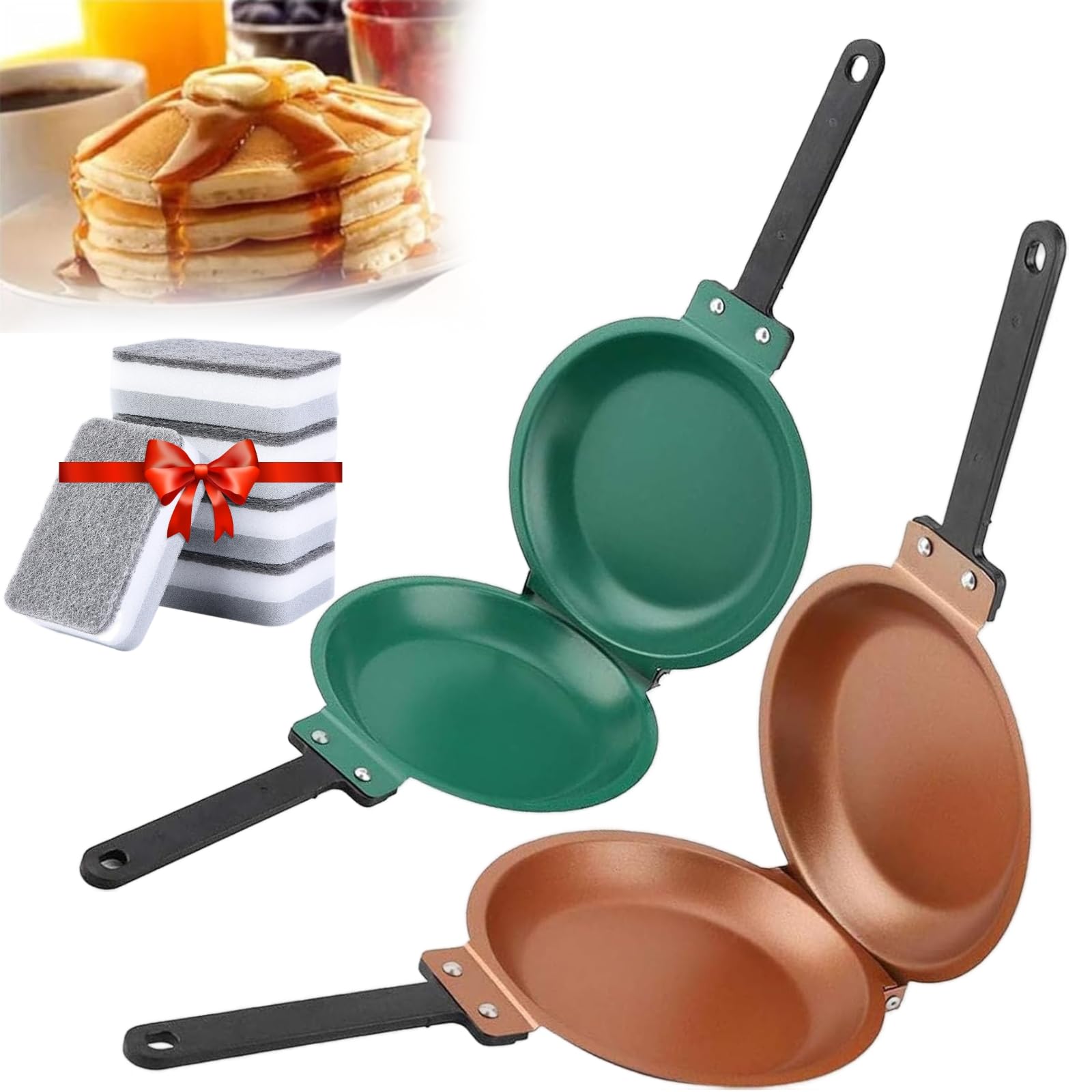 Flipmaster Pancake Pan, Flipmaster Pan, Flipmaster Pancake Pan 2024, Flipmaster Double-Sided Non-Stick Pancake Maker, Flipmaster Double Sided Pan, Foldable Flip Master Pancake Pan (Gold + Green)