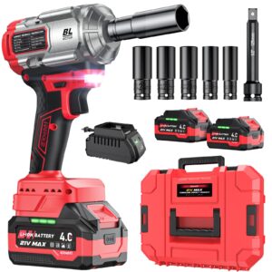 cordless impact wrench, 1200nm(900 ft-lbs)1/2" brushless impact gun, 2x4.0ah batteries electric impact motor variable speeds, 21v high torque power impact driver ideal for car, diy, and truck rv/mower