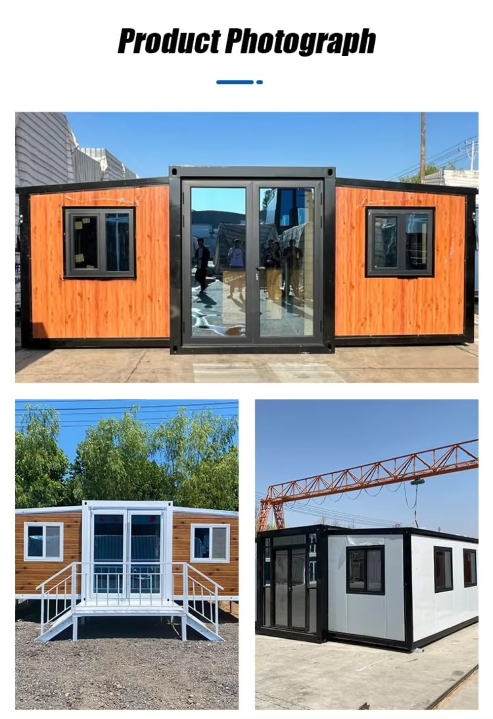 20/40FT Tiny House to Live in,Portable Prefab House with 3 Bedroom,1 Full Equiped Bathroom and Kitchen,Prefabricated Container House for Adults,Foldable Mobile Home with Steel Frame