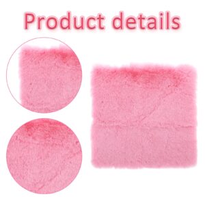 10 Inches Faux Fur Plush Cushion Fluffy Small Area Rug, Mini Square Faux Fur Rug, Small Rugs Fluffy Faux Fur, Pink Small Luxury Background for Jewelry, Nail Art, Photos, Product Display(Pink)