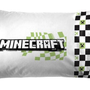 Jay Franco Minecraft Creeper Full Size Sheet Set - Super Soft 4 Piece Kids Bedding Set - Microfiber Sheets Includes Reversible Pillow Covers