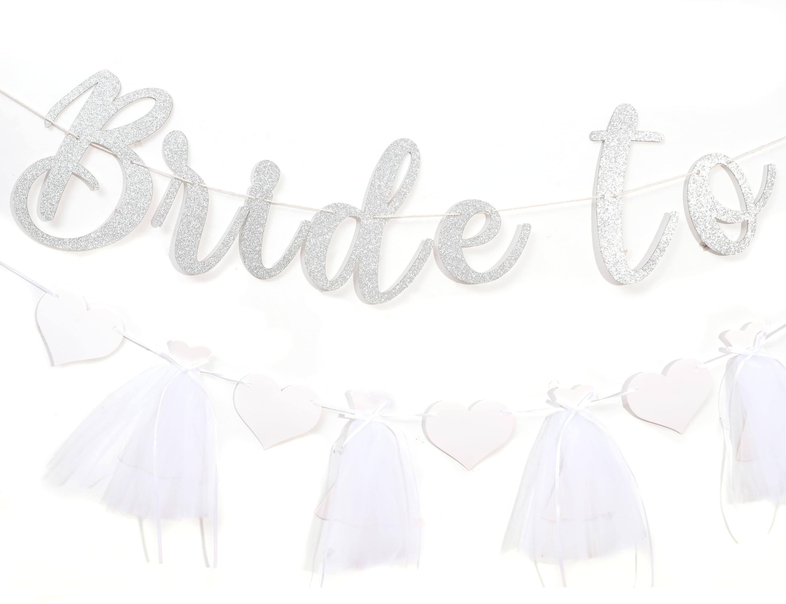 Silver Glitter Bride To Be Set,Bridal Shower Decorations,White Wedding Dress Heart Garland,Silver Balloon Decor,Bridal Wedding Party Hanging Garland,Bride To Be Wedding Love Banner Photo Props