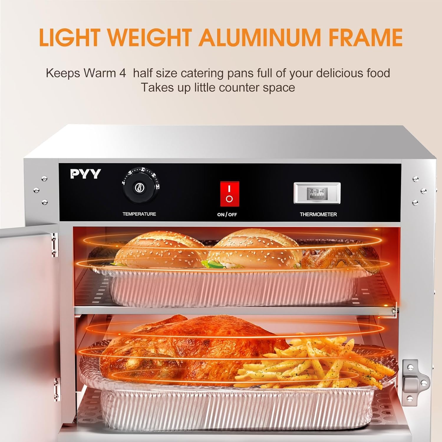 PYY Commercial Hot Box Food Warmer Cabinet - Portable 4-Tier Insulated Warming Cabinets Food Pan Carrier with Water Tray, Perfect for Food Pans, Ideal for Storing Pizza, Chicken, Restaurant