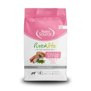 nutrisource pure vita limited ingredient grain free dry dog food, small bites, salmon and peas, 12lb