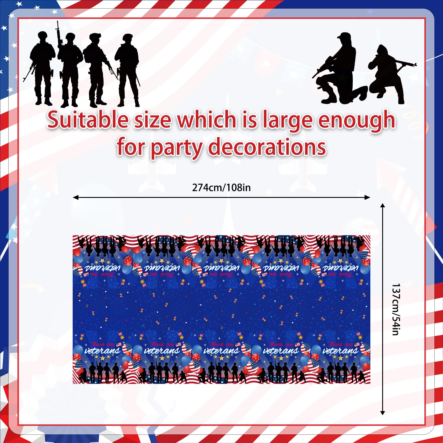 Veterans Day Decorations Tableware 102pcs Patriotic Theme Party Decorations Set Include Thank You Veterans Banner Plates Napkins Cups Forks and Tablecloth for Happy Veterans Day Supplies