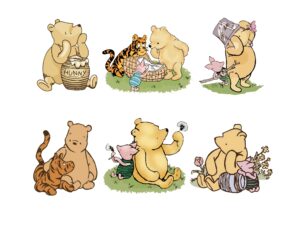 6 pcs classic winnie cutouts with stand cute pooh baby shower cutouts for winnie birthday decorations centerpiece yard signs