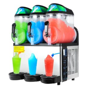 reegin-tech commercial slushy machine 110v/60hz, margarita machine granita frozen beverage machine slushie maker juice beer syrup cocktail for bar buffet cafe restaurant party (3 tanks 9.6 gallons)